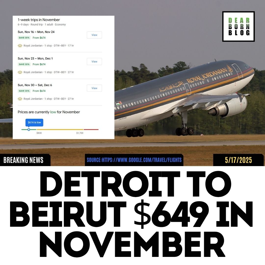 Detroit to Beirut$649 in November – Dearborn Blog